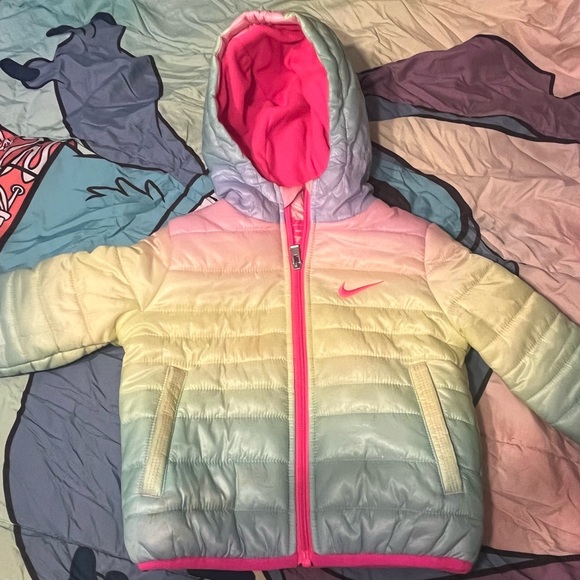 Nike | Jackets & Coats | Nike Kids Ombre Puffer Jacket Pink And Green ...